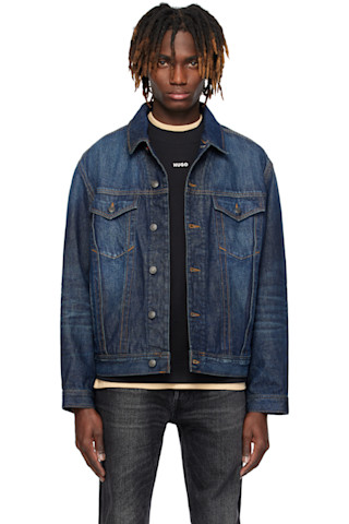 Blue Adjustable Hem Denim Jacket by Hugo on Sale