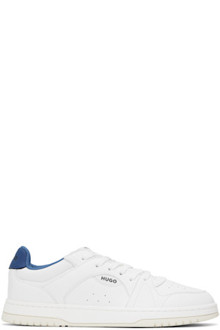 White Faux-Leather Logo Sneakers by Hugo on Sale