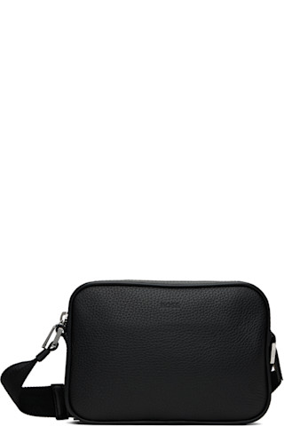 BOSS: Black Embossed-Logo Leather Bag | SSENSE
