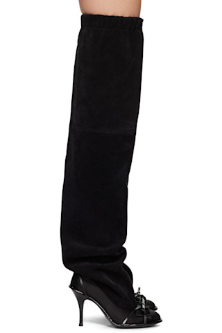 August Barron: Black Double Thigh High Tall Boots | SSENSE Canada