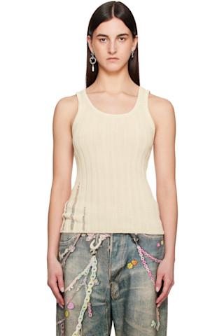 Off-White Open Cotton Tank Top by Acne Studios on Sale
