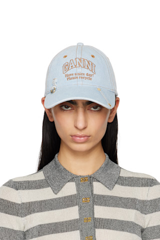 GANNI: Blue Denim Cap | SSENSE