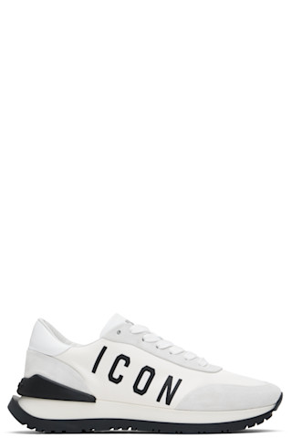 Dsquared2: White & Gray 'Icon' Running Sneakers | SSENSE Canada