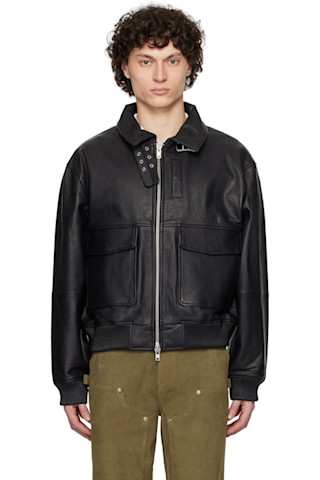 Deadwood: Black Wingman Leather Jacket | SSENSE