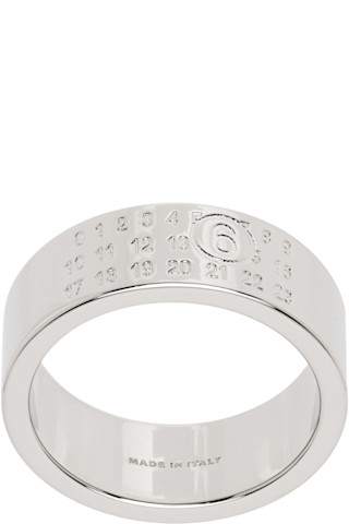 Silver Numeric Minimal Signature Ring by MM6 Maison Margiela on Sale