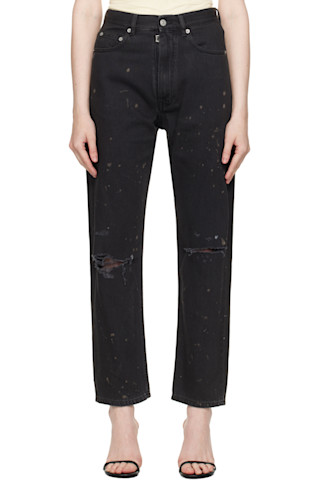 Black 5 Pockets Jeans by MM6 Maison Margiela on Sale