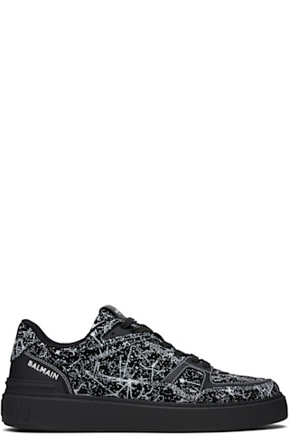 Black Galaxy Print B-Court Skate Sneakers by Balmain on Sale