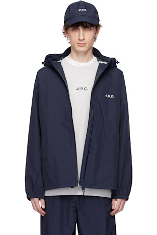 A.P.C.: Navy ASICS Edition Meadow Jacket | SSENSE UK