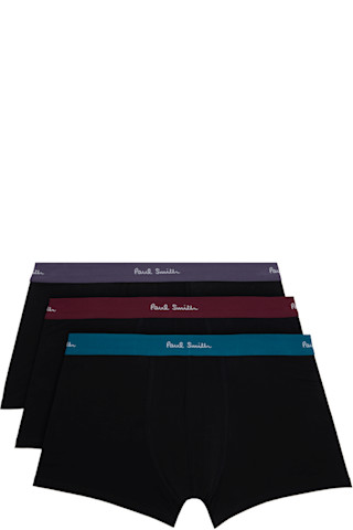 Three-Pack Black Contrast-Waist Boxer Briefs by Paul Smith on Sale