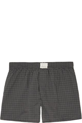 Black Mini Plaid Boxers by ERL on Sale