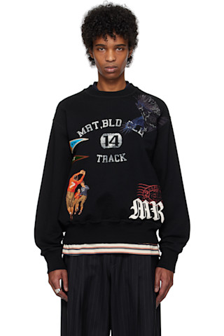 Khoki: ブラック Multi Embodied-Design スウェットシャツ Khoki: ブラック Multi Embodied-Design スウェットシャツ