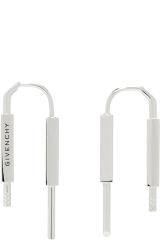 Silver U Lock Earrings by Givenchy on Sale