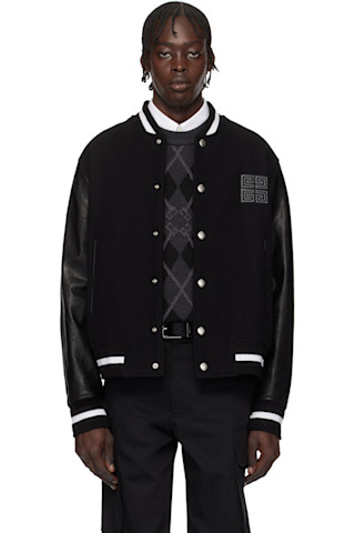 Givenchy: Black 4G Varsity Bomber Jacket | SSENSE Canada