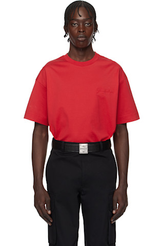 Givenchy: Red 'GIVENCHY' T-shirt | SSENSE