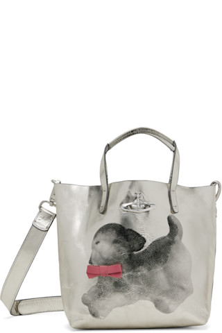 Silver Small Studio Shopper Bag by Vivienne Westwood on Sale