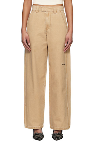 Beige Work Trousers by We11done on Sale