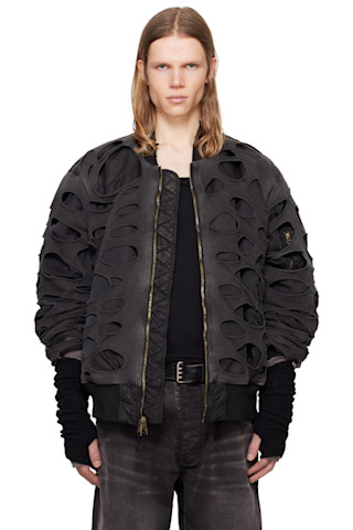 ALEXANDER DIGENOVA: Black & Brown Double Layer Reversible Bomber Jacket ...