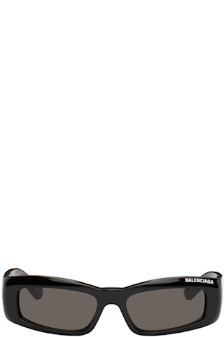 Balenciaga: Black Rectangular Cat-Eye Sunglasses | SSENSE