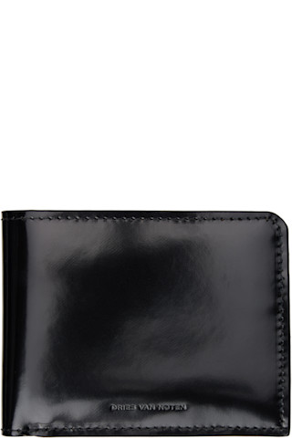 Black Leather Wallet by Dries Van Noten on Sale