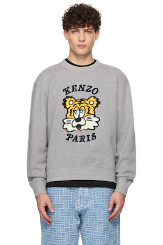 Kenzo: Gray Kenzo Paris VERDY Edition Embroidered Sweatshirt | SSENSE