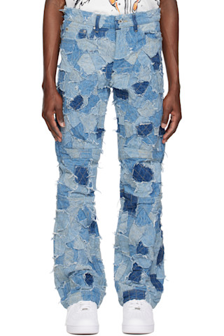 Who Decides War: Blue Boro Moto Jeans | SSENSE
