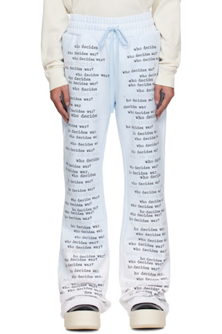 Who Decides War: Blue WDW Scripture Sweatpants | SSENSE Canada