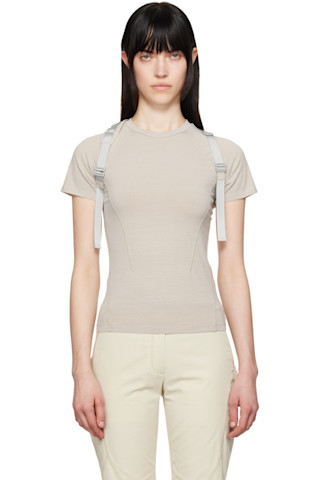 Beige Dyed Backstrap T-shirt by HYEIN SEO on Sale