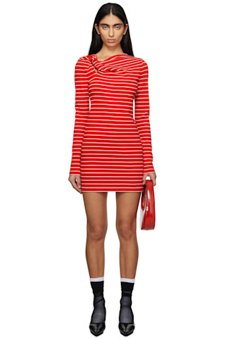 MSGM: Red & White Striped Minidress | SSENSE