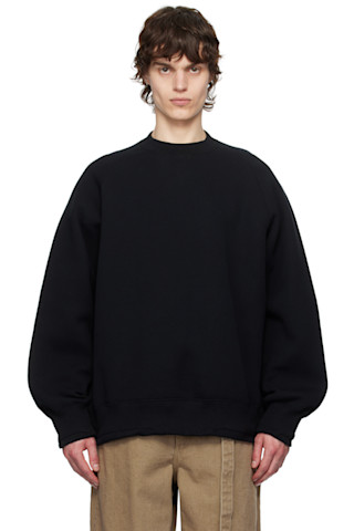 sacai: ブラック Sponge Sweat プルオーバー スウェットシャツ sacai: ブラック Sponge Sweat プルオーバー スウェットシャツ