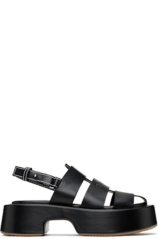JW Anderson: Black Stripe Platform Sandals | SSENSE