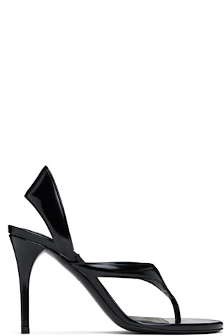 ALAÏA: Black Infradito Heeled Sandals | SSENSE