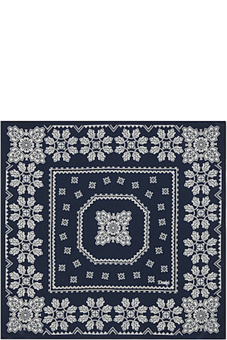 Drake's: Navy Traditional Print Silk Bandana | SSENSE