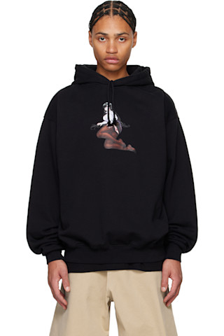 ABRA: SSENSE Exclusive Black Printed Office Girl Hoodie | SSENSE