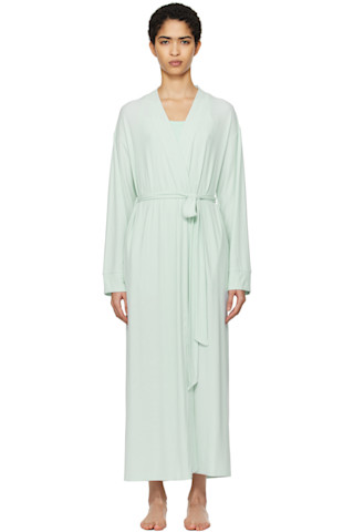 Blue Soft Lounge Long Robe by SKIMS on Sale