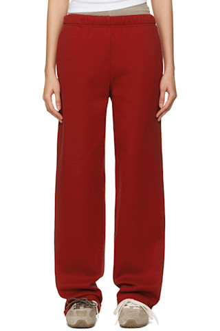 SKIMS: Red Cotton Fleece Classic Straight Leg Lounge Pants | SSENSE Canada