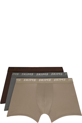 SKIMS: Three-Pack Multicolor SKIMS Stretch 3" Boxer Briefs | SSENSE