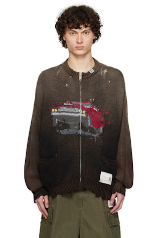 Maison MIHARA YASUHIRO: Black Car Jacquard Knit Cardigan | SSENSE 대한민국