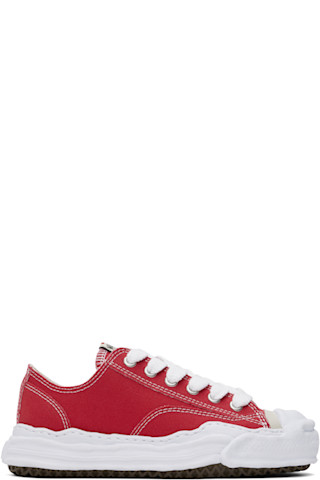 Maison MIHARA YASUHIRO: Red Hank OG Sole Canvas Low-Top Sneakers | SSENSE