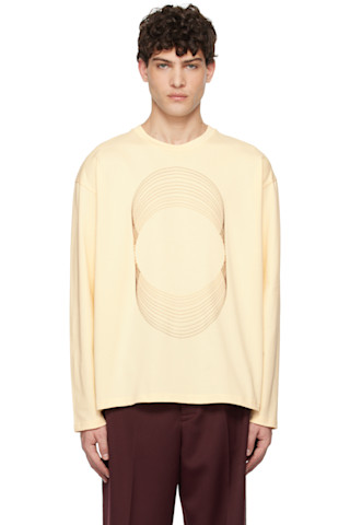 COMMAS: Yellow Sunwaves Embroidered Sweatshirt | SSENSE
