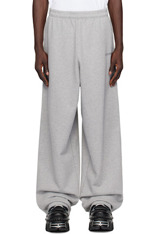 VETEMENTS: Gray Embroidered Logo Sweatpants | SSENSE