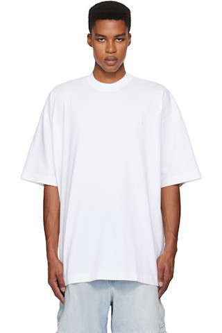 White Embroidered Logo Oversized T-shirt by VETEMENTS on Sale