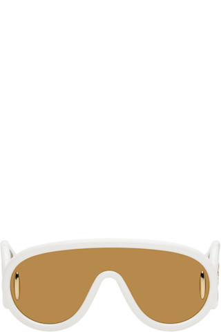 LOEWE: White Oversized All Around Shield Sunglasses | SSENSE Canada