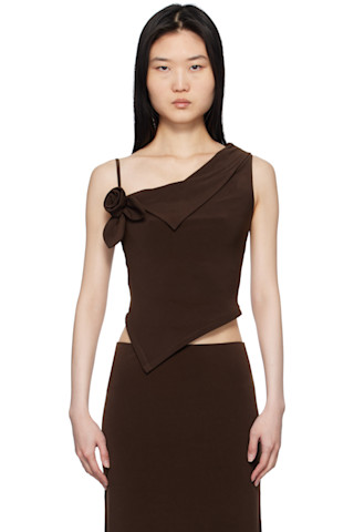 Sandy Liang: Brown Dory Top | SSENSE UK