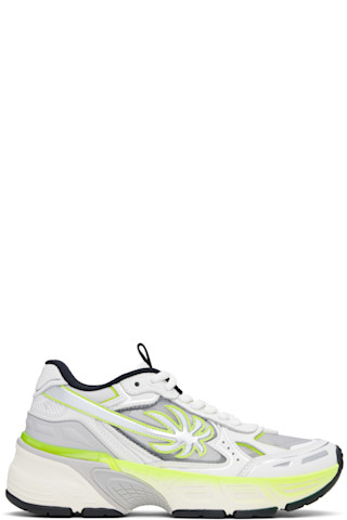 White & Yellow PA 4 Fluo Sneakers by Palm Angels on Sale