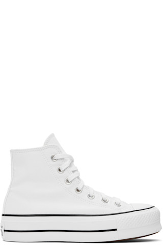 Converse: White Chuck Taylor All Star Canvas Platform High Top Sneakers ...
