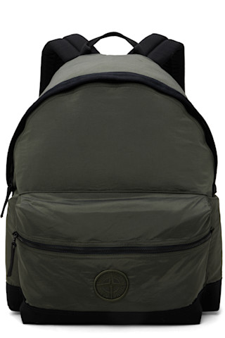 Khaki ECONYL Nylon Metal Backpack by Stone Island on Sale