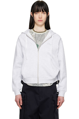 Dime: Gray Cursive Zip Up Hoodie | SSENSE