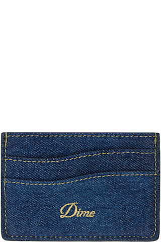Dime: Blue Cursive Card Holder | SSENSE UK