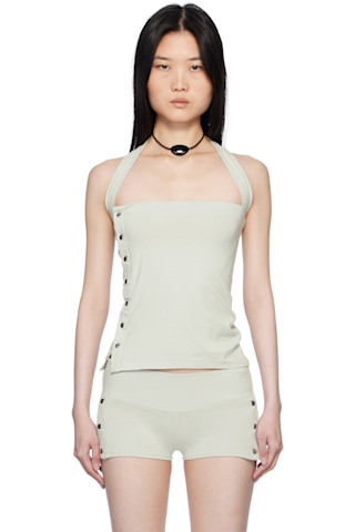 BELLE: Gray Snap Top | SSENSE