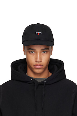 Black Classic Core Logo 6-Panel Cap by Noah on Sale